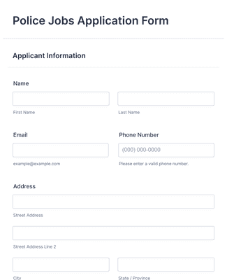 Police Jobs Application Form Template | Jotform
