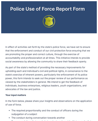 Police Use of Force Report Form Template | Jotform