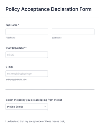 Policy Acceptance Declaration Form Template | Jotform