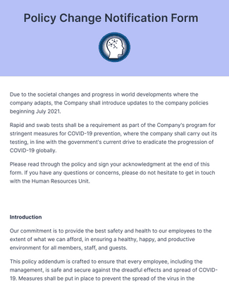 Policy Change Notification Form Template | Jotform