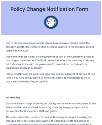 Policy Change Notification Form Template | JotForm