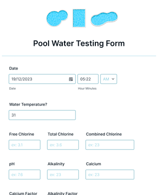 Pool Water Testing Form Template | Jotform
