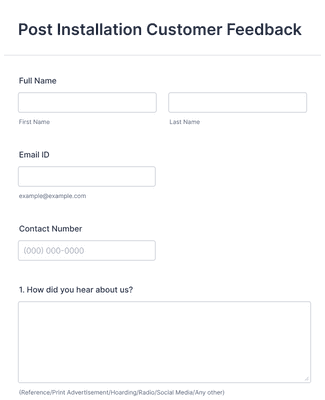 Post Installation Customer Feedback Form Template | Jotform