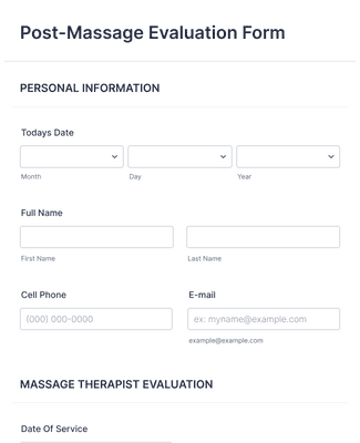 Post-Massage Evaluation Form Template | Jotform