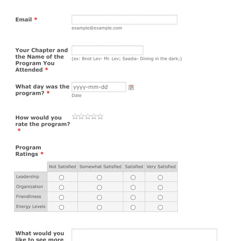 Post Program Feedback Form Template | Jotform