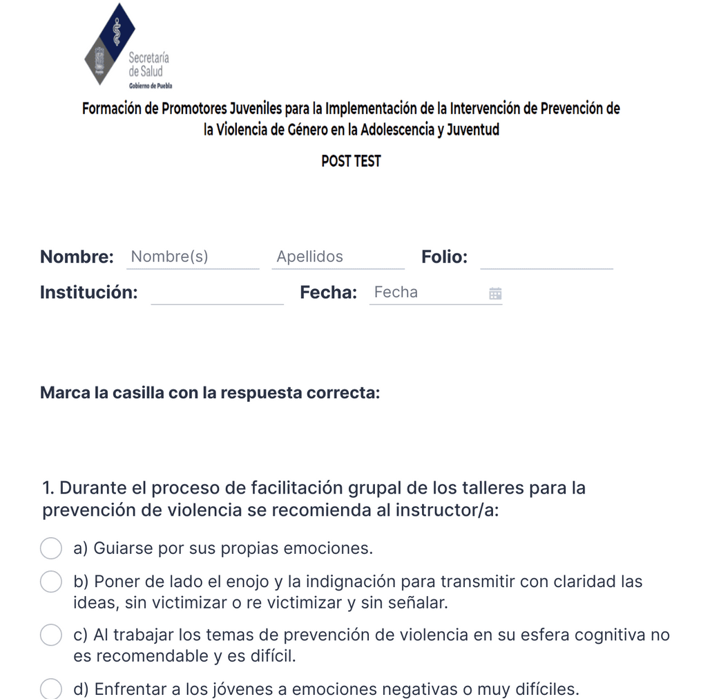 POST- TEST Plantilla de formulario | Jotform