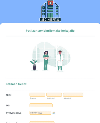 Potilaan arviointilomake hoitajalle Lomakepohja | Jotform