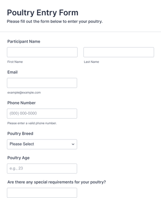 Poultry Entry Form Template | Jotform