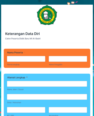 PPDB MI Al-Badri Tahun Ajaran 2022-2023 Template Formulir | Jotform