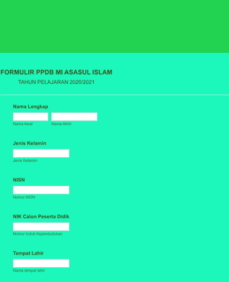 PPDB MI Asasul Islam 2020 Template Formulir | Jotform