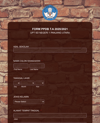 PPDB ONLINE TAHUN AJARAN 2020/2021 Template Formulir | Jotform