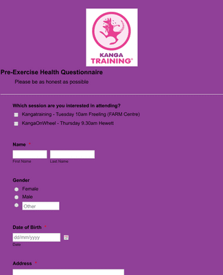 Pre-Exercise Health Questionnaire Form Template | JotForm