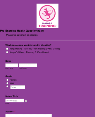 Pre-Exercise Health Questionnaire Form Template | Jotform