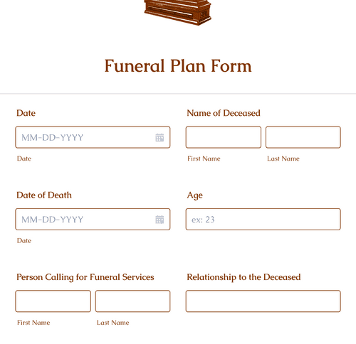 Pre Plan Funeral Form Template | Jotform