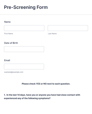 Pre-Screening Form Template | Jotform