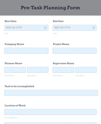 Pre-Task Planning Form Template | Jotform