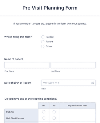 Pre Visit Planning Form Template | Jotform