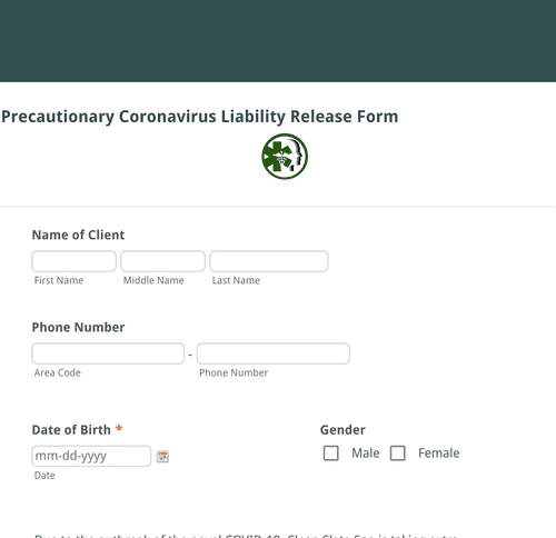 Precautionary Coronavirus Liability Release Form Template | Jotform