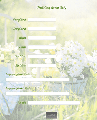 Predictions for the Baby Form Template | Jotform