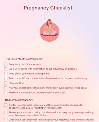 Pregnancy Checklist Form Template | Jotform