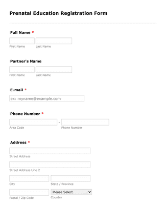 Prenatal Education Registration Form Template | Jotform