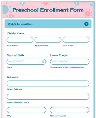 2020-2021 After School Program Enrollment Form Template | Jotform