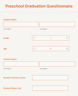 Preschool Graduation Questionnaire Form Template | Jotform