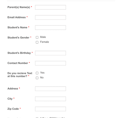 Preschool Package Registration Form Template | Jotform