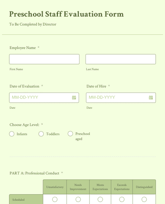 Preschool Staff Evaluation Form Template | JotForm