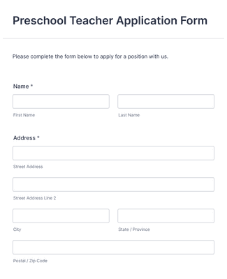 Preschool Teacher Application Form Template | Jotform