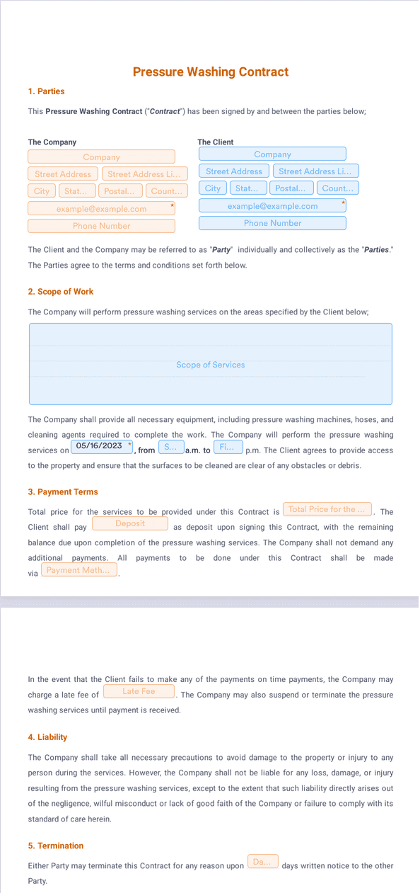 Pressure Washing Contract Template Sign Templates Jotform