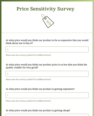 Price Sensitivity Survey Form Template | Jotform