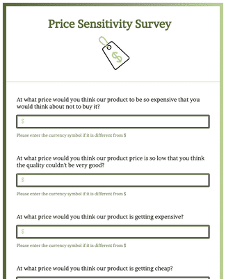 Price Sensitivity Survey Form Template | Jotform