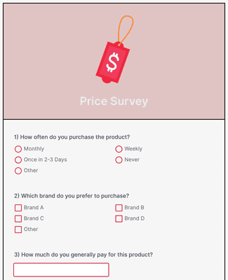 Price Survey Form Template | Jotform
