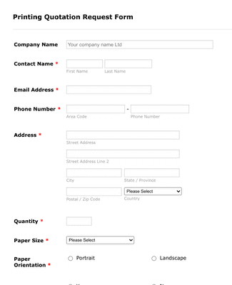 Printing Quotation Request Form Template | Jotform