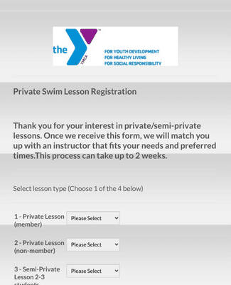 Private Swim Lesson Registration Form Template | Jotform