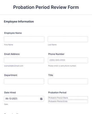 Probation Period Review Form Template | Jotform