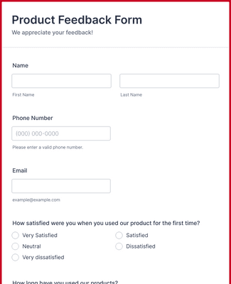 Product Feedback Form Template | Jotform