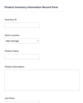 Product Inventory Information Record Form Template | Jotform