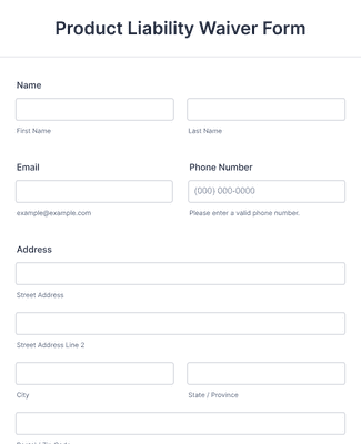 Product Liability Waiver Form Template | Jotform