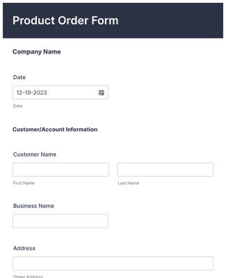 Product Order Form Template | Jotform