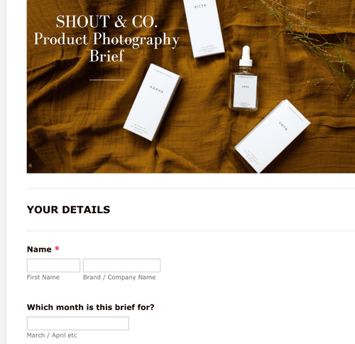 Product Photography Briefing Form Template | Jotform