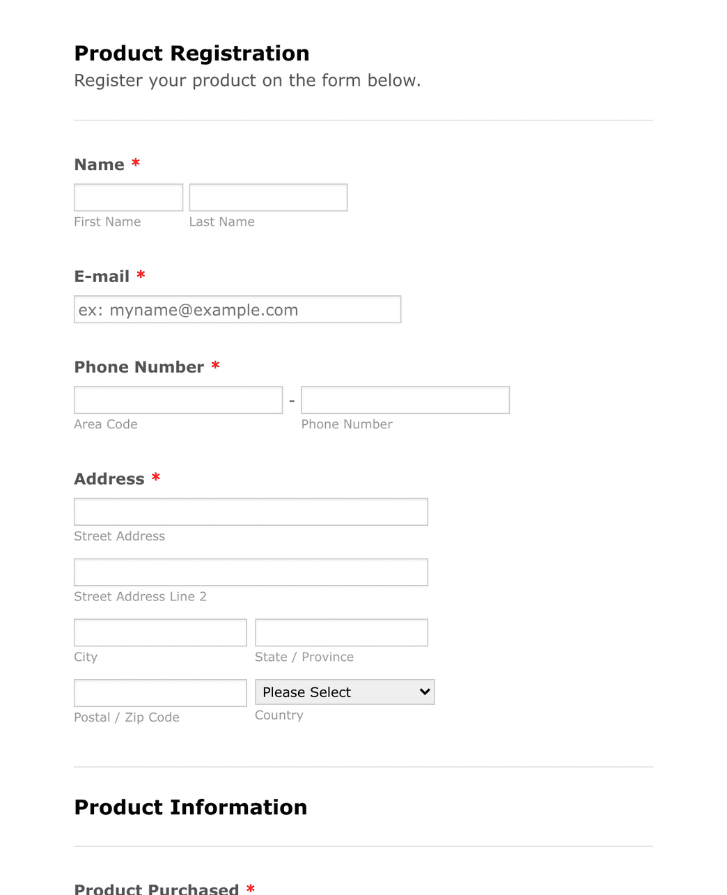 Product Registration Form Template | Jotform