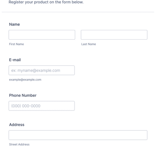 Product Registration Form Template | Jotform