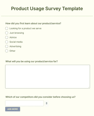 Product Usage Survey Template Form Template | Jotform