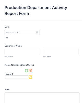 Production Department Activity Report Form Form Template | Jotform