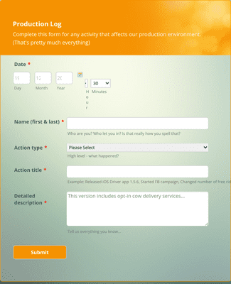 Production Log Form Template | Jotform