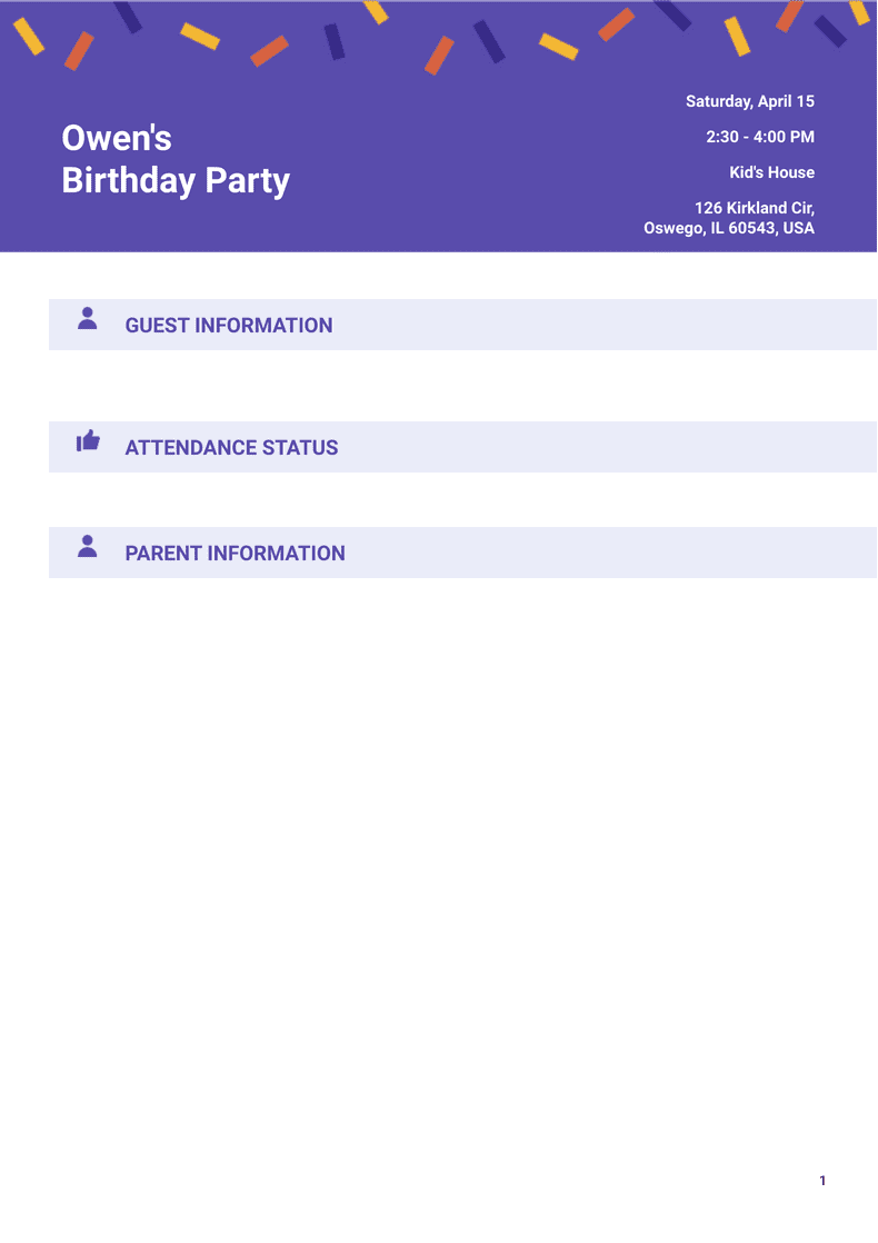 Professional Birthday Party Invitation Template - PDF Templates | Jotform