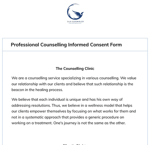 Professional Counselling Informed Consent Form Template | Jotform