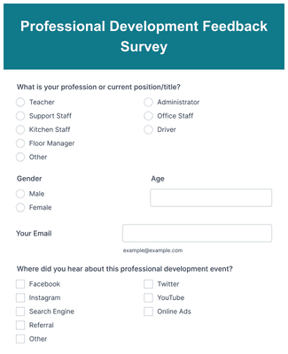 Professional Development Feedback Survey Form Template | Jotform